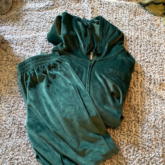 PINK Victoria's Secret | Tops | Dark Green Matching Set From Pink ...